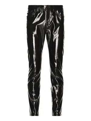 Saint Laurent Skinny 5 Pocket Cropped Pant - Shiny Black