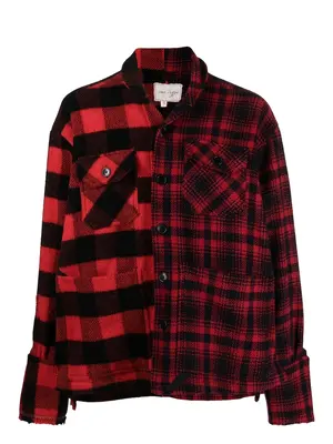 GREG LAUREN Checked Shirt Jacket - Black