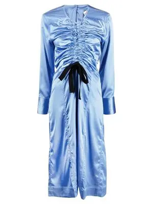 GANNI Satin Midi Dress - Blue