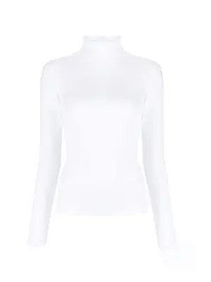 ATU BODY COUTURE Feather-trim Roll-neck Top - White