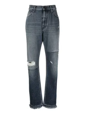 Jacob Cohen Distressed High-rise Straight Leg Jeans - Blue