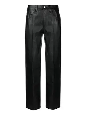 Alexander Wang Leather Straight-leg Trousers - Black
