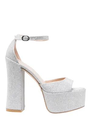 STUART WEITZMAN 150mm Glittered Platform Sandals - Silver