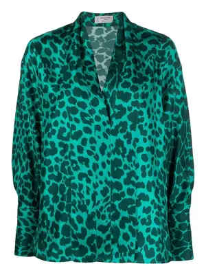 Alberto Biani Leopard-print Silk Shirt - Green