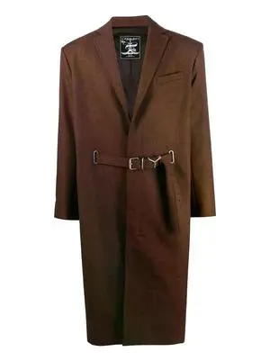 Y/project Belted-waist Single-breasted Coat - Brown