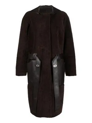 LOW CLASSIC Faux-leather Zip-up Coat - Brown