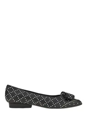 FERRAGAMO Viva Rhinestone-embellished Flat Pumps - Black