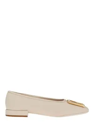 FERRAGAMO Chunky-buckle Ballerina Flats - Bone