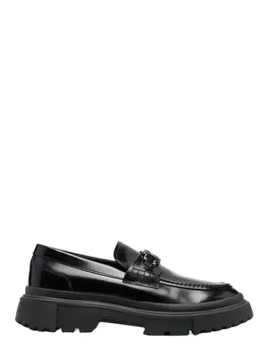 Hogan Logo-plaque Leather Loafers - Black