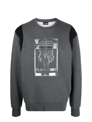 PLEIN SPORT Tiger-head Logo-print Sweatshirt - Grey