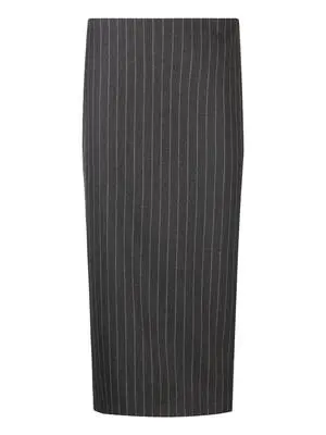 Versace Pinstripe Virgin Wool Mid-length Skirt - Grey