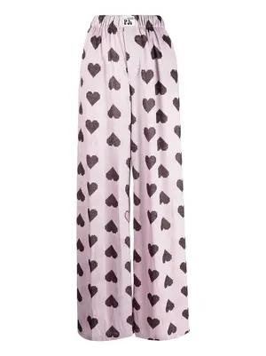 Natasha Zinko Heart-print Wide-leg Trousers - Pink