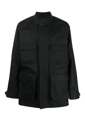 Balenciaga Multi-pocket Cotton Shirt Jacket - Black