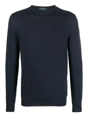 ZANONE Crew-neck Wool-blend Sweater - Blue