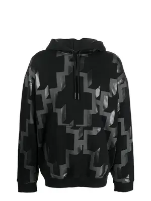 COUNTY OF MILAN Marcelo Burlon Geometric-print Hoodie - Black