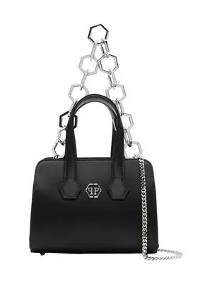 Philipp Plein Logo-plaque Satin-finish Tote Bag - Black