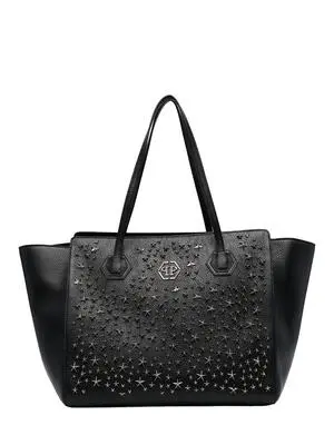 Philipp Plein Star Studded Leather Tote - Black