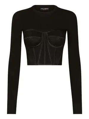 Dolce & Gabbana Fine-rib Bustier Jumper - Black
