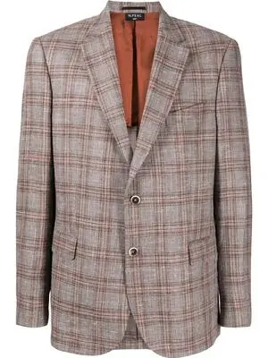 N.peal Plaid-check Print Button Blazer - Brown