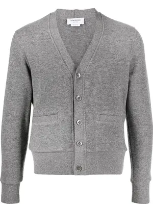 Thom Browne Waffle-knit Cashmere Cardigan - Grey
