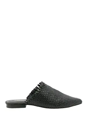 STUDIO CHOFAKIAN Interwoven Leather Mules - Black
