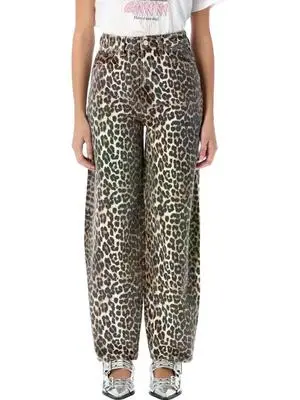 GANNI Leopard-print Tapered Jeans - Neutrals