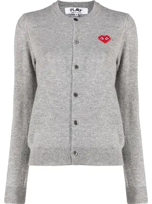 Play Comme Des Garcon Logo Cardigan - Grey