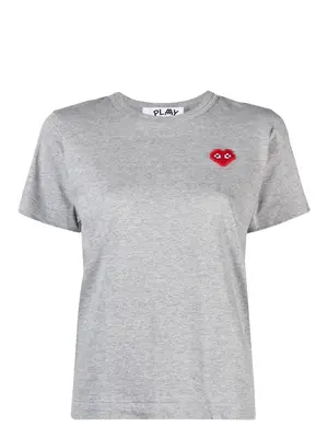 Play Comme Des Garcon Logo-print Cotton T-shirt - Grey