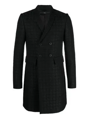 SAPIO Boucle Double-breasted Coat - Black