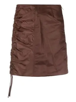 GANNI Gathered Mini Skirt - Brown