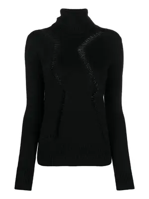 Saint Laurent Cut-out Roll-neck Jumper - Black