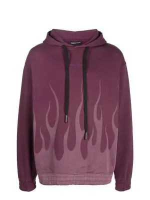 VISION OF SUPER Flame-print Cotton Hoodie - Red