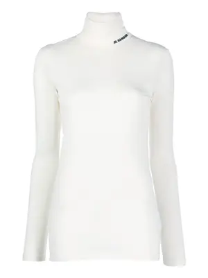 JIL SANDER Jil Sander Logo-Print Roll-Neck Top