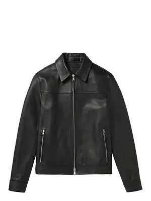 Mr P. Full-grain Leather Coach Jacket - Black