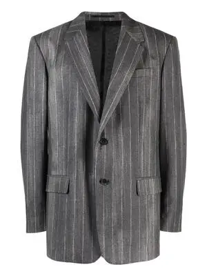 Versace Pinstripe Single-breasted Blazer - Grey