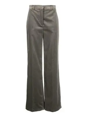 Alberta Ferretti Wide-leg Velvet Trousers - Grey