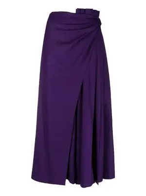Alberta Ferretti Draped Stretch-wool Midi Skirt - Purple