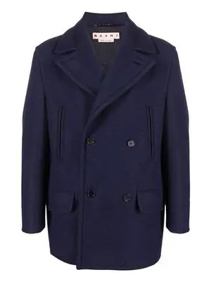 Marni Double-breasted Virgin Wool Coat - Blue