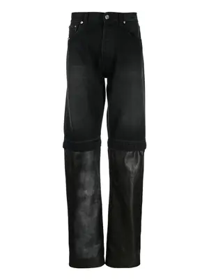 VTMNTS Bleach-panel Straight-leg Jeans - Black