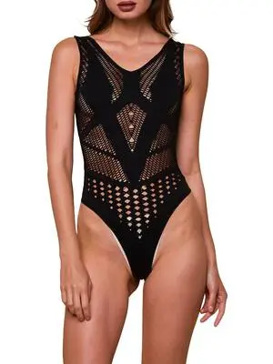 HAUTY Fishnet Tank Teddy - Black