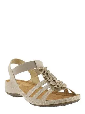 SPRING STEP SHOES Adede Floral Caged Sandals - Soft Gold Patent Leather