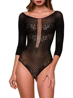 HAUTY Floral Lace Teddy - Black