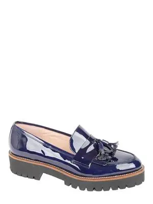 PATRICIA GREEN Beckham Tassel Lug Loafer - Navy Patent