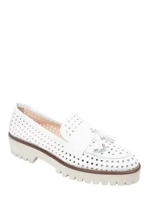 PATRICIA GREEN Beckham Tassel Lug Loafer - White Perforated