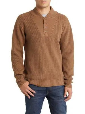 SCHOTT Wool Blend Henley Sweater - Camel