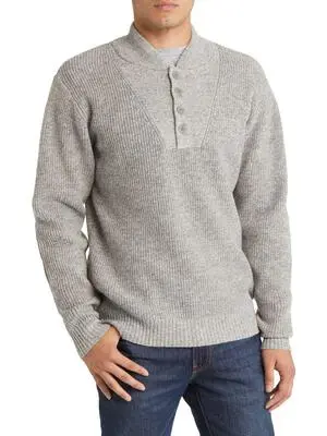SCHOTT Wool Blend Henley Sweater - Heather Grey