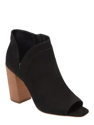 Vince Camuto Fedrilla Open Toe Bootie - Black Nubuck Leather