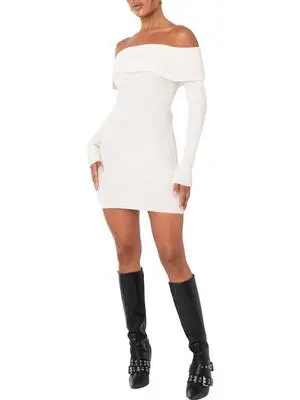 EDIKTED Emma Long Sleeve Mini Dress - White