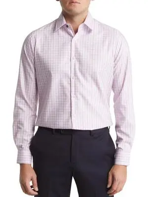 DUCHAMP Tailored Fit Check Dress Shirt - Pink