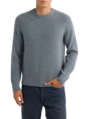Vince Boiled Cashmere Crewneck Sweater - Med H Grey/parlor Blue